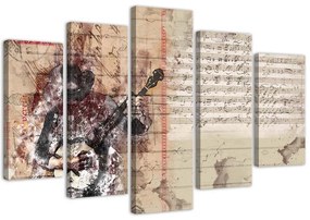 Gario Obraz na plátně Abstraktní hudebník - 5 dílný Rozměry: 100 x 70 cm