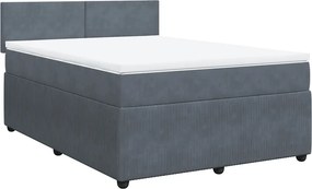 Box spring postel s matrací tmavě šedý 140 x 190 cm samet 3290029