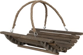 Dřevěný půlkruhový košík s jutovými uchy - 40*29*10 cm