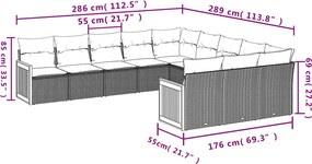 11dílná zahradní sedací souprava s polštáři černá polyratan 3228108