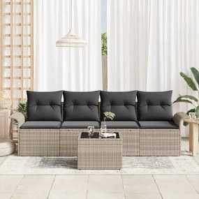 Set pohovek 5 ks Světle šedá polyratan 3345232