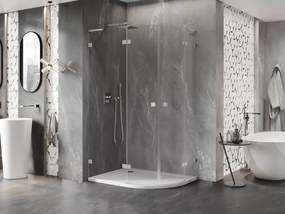 Mexen Lunar, L půlkruhový sprchový kout naklápěcí doleva 90 x 80 cm, 8mm čiré sklo, ocelový profil, 833L-090L-080P-97-00