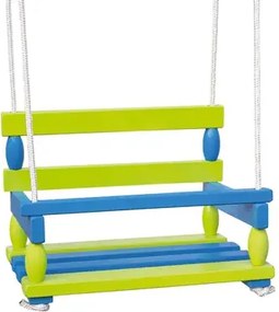 Houpačka dřevo modro-zelená / 40x30 cm / nosnost 80 kg / od 3 let