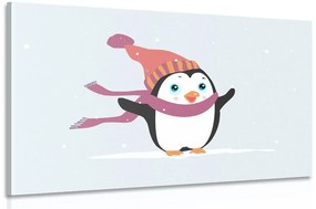Obraz roztomilý tučňák s čepicí - 120x80 cm