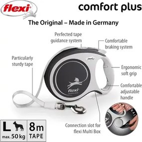 Flexi Comfort Plus L antracitová / Vodítko / pásek 8 m / do 50 kg