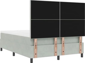 Postel s boxspringem s čelo Světle šedá 140 x 190 cm samet 3339830