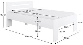 Kondela Postel, 120x200, bílá, BASIS