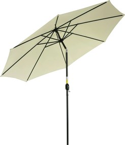 Zahradní slunečník Outsunny s naklápěním a kličkou, 8 žeber, kovová konstrukce a polyester, Ø295x250 cm, béžový | Aosom