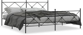Kovový rám postele s hlavovým a nožním čelem černý 193 x 203 cm