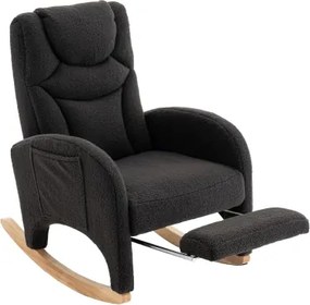 Aosom Houpací křeslo Relax s područkami, čalouněné a ergonomické, do obývacího pokoje a ložnice, 66x96-125,5x99 cm, tmavě šedé