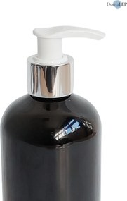 Dávkovač na mýdlo 300 ml černý s bílo-stříbrnou pumpičkou BELA