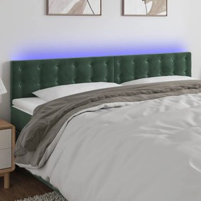 Čelo postele s LED tmavě zelené 200x5x78/88 cm samet 3122115