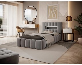 Eltap Čalouněná postel Lamica s úložným prostorem - ocel Materiál a barva potahu: Nube 24 - růžová, Rozměry (cm): 90x200