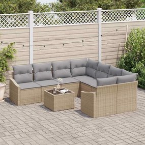 Set pohovek 9 ks Beige a šedá polyratan 3355329