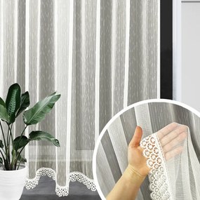 Voálová﻿ hotová záclona s krajkou smetanová 162 různé velikosti