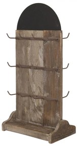 Hnědý kovově dřevěný stojánek na klíče – 38x24x79 cm