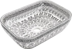 Mexen Rita, umyvadlo na desku 455x325x135 mm, bílá-černý vzor, ​​21084586