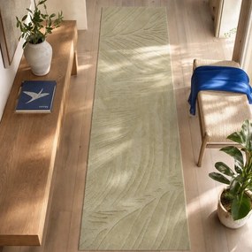 Zelený vlněný koberec běhoun 60x230 cm Lino Leaf – Flair Rugs