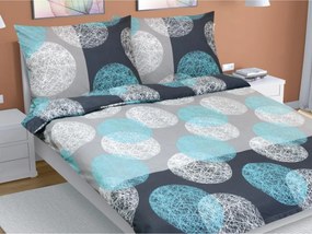 Bavlněné povlečení na dvoudeku Modrá,Šedá 90/564 - 200x220 cm, 2ks 70x90 cm (200 cm šířka x 220 cm délka prodloužená)