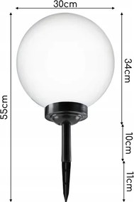 LED Solární lampa LED/1,2V 6500K 200 mAh pr. 30 cm IP44 bílá/černá