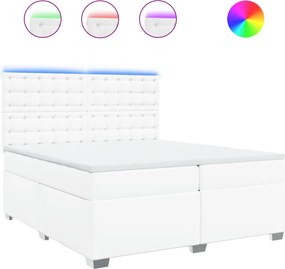 Box spring postel s matrací bílá 200x200 cm umělá kůže 3293037