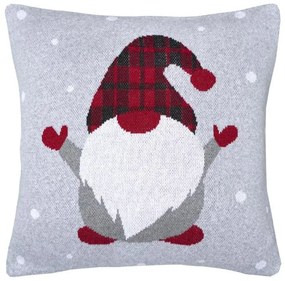 SCANquilt pletený povlak DESIGN elf káro šedočervená 45 x 45 cm