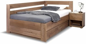 Rohová postel dvoulůžko s úložným prostorem Valentin, masiv buk, pravá,140x200