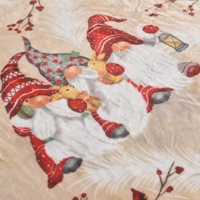 Krémová deka s vánočním motivem z mikroplyše 150x200 cm Goblin – My House