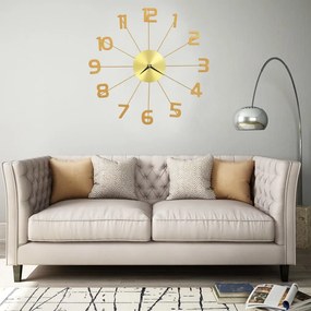 Nástěnné hodiny kovové 50 cm zlaté 283858