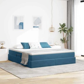 Postel s úložným prostorem a matrací Tmavě modrá 160 x 200 cm 3370315
