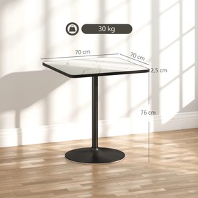HOMCOM Jídelní stůl pro 4 osoby v moderním stylu s bílým mramorovým efektem a kulatým podstavcem, 70 x 70 cm, bílý