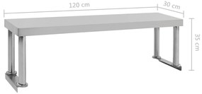 vidaXL Marketos Police nad pracovní stůl 120 x 30 x 35 cm nerezová ocel