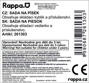 RAPPA Sada na písek Krab / Skládací kyblík, lopatka, hrábě, 2 formičky