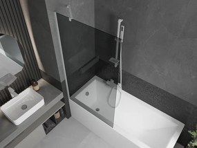 Mexen Next, vanová zástěna 1-křídlová 90 x 150 cm, fixní křídlo, 6 mm šedé sklo, bílý profil, 895-090-000-00-40-20