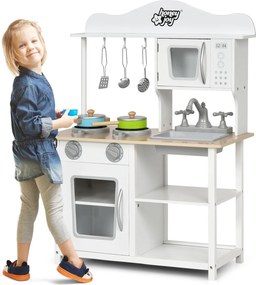 Costway Dětská kuchyňka na hraní dřevěná kuchyňská kuchyňka na hraní, bílý