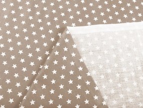Biante Bavlněný závěs Sandra SA-349 Bílé hvězdičky na světle hnědém 130x150 cm