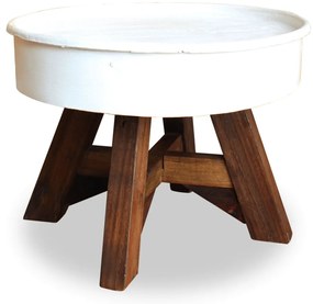 Konferenční stolek masivní recyklované dřevo bílý 60 x 45 cm