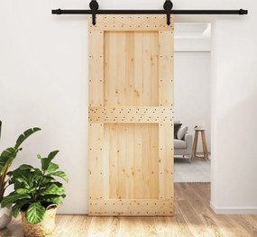 vidaXL Posuvné dveře s kováním 90 x 210 cm masivní borové dřevo [3203239]