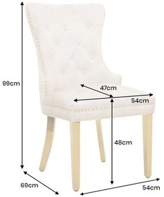 Designová židle Queen Lví hlava béžový samet