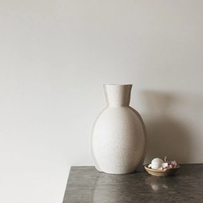 DBKD Keramická váza Edge Cream Dot 30 cm, krémová barva, keramika