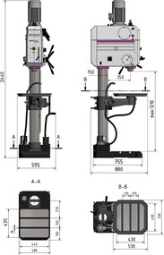 OPTIMUM Sloupová převodová vrtačka OPTIMUM® OPTIdrill DH 45 V