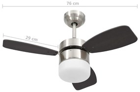 vidaXL Marketos Stropní ventilátor světlo a dálkový ovladač 76 cm tmavě hnědý