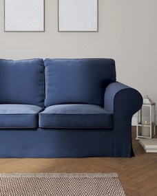 Potah na pohovku IKEA  Ektorp 3-místná, nerozkládací barva tmavě modrá látka sametová