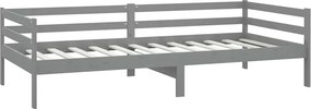 Válenda s matrací 90 x 200 cm šedá masivní borové dřevo 3083576
