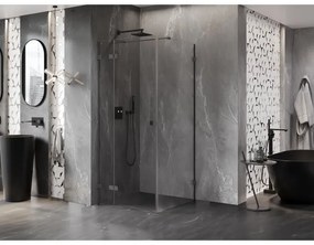 Mexen Lunar T, sklápěcí sprchový kout levý 110 x 110 cm, 8mm čiré sklo, grafitový profil, 834T-110-110-95-00-L