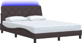 Rám postele s LED bez matrace Tmavě hnědá 140x190 cm Látka 3310667