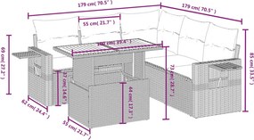 6dílná zahradní sedací souprava s poduškami béžová polyratan 3271751