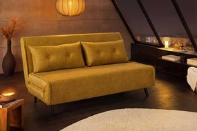 Designová rozkládací pohovka Bleddyn 140 cm hořčičný samet