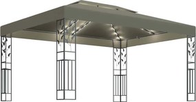 Altán s dvojitou stříškou a světelnými LED řetězy 3 x 4 m taupe 3070313
