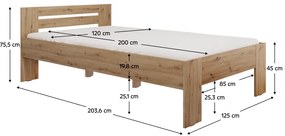 Kondela Postel, 120x200, dub artisan, BASIS